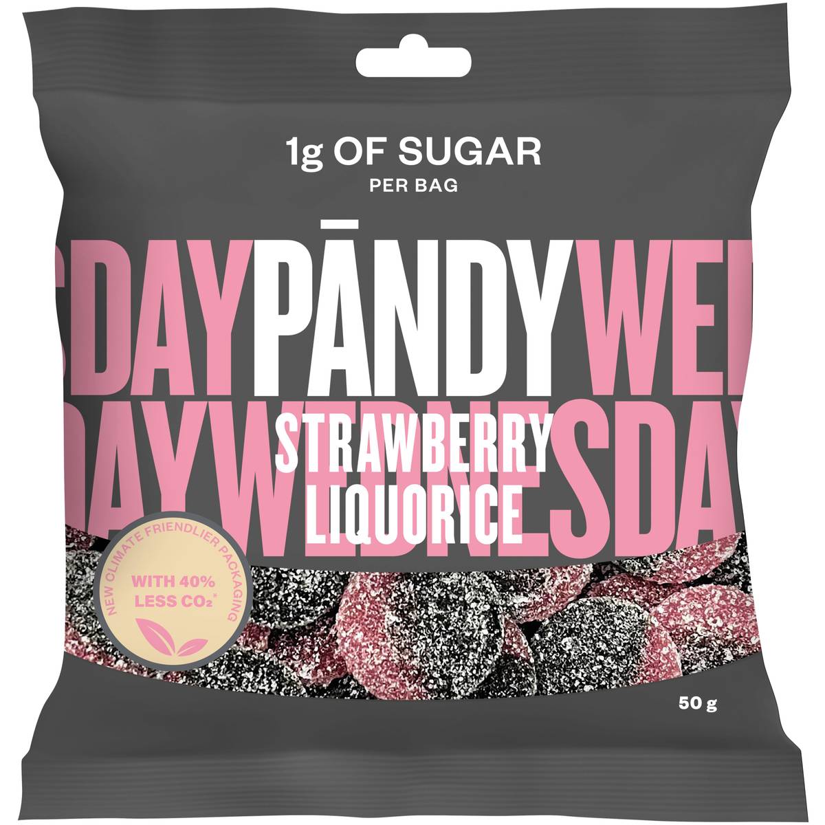 Pandy Candy, 50g x 14stk, Strawberry/Liquorice - Fitnessgrossisten